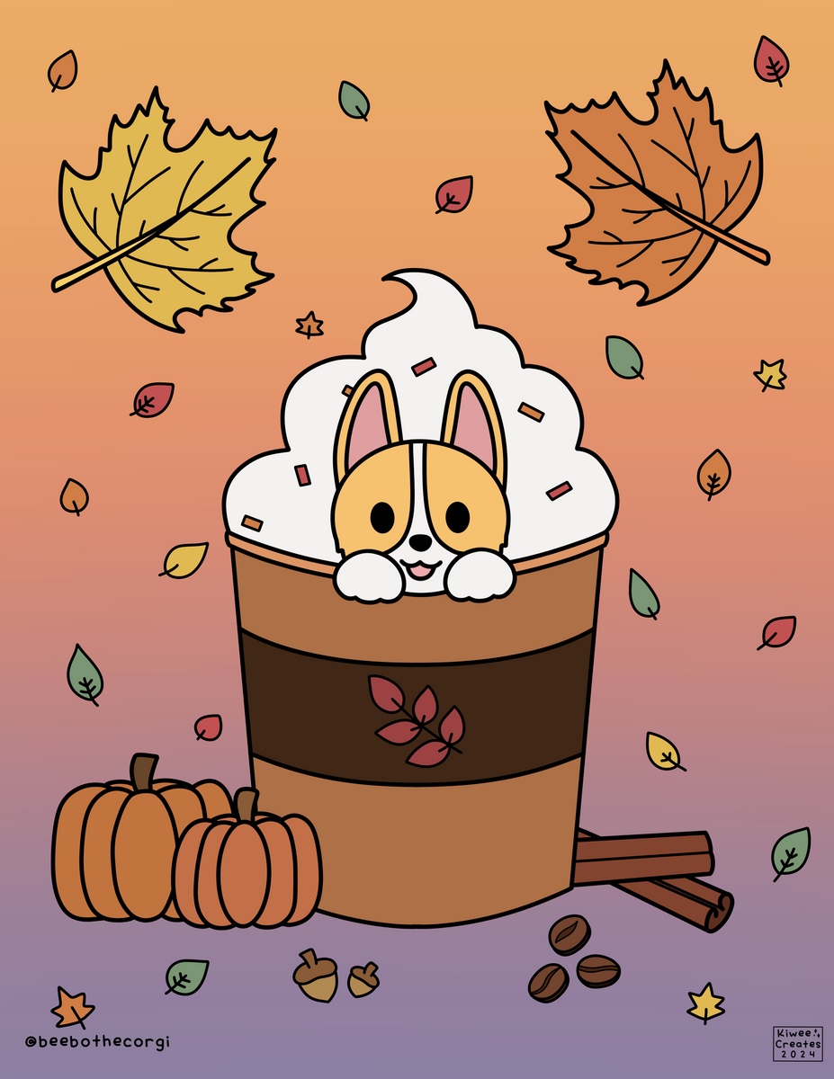 Free Fall Coloring Page – Beebo The Corgi